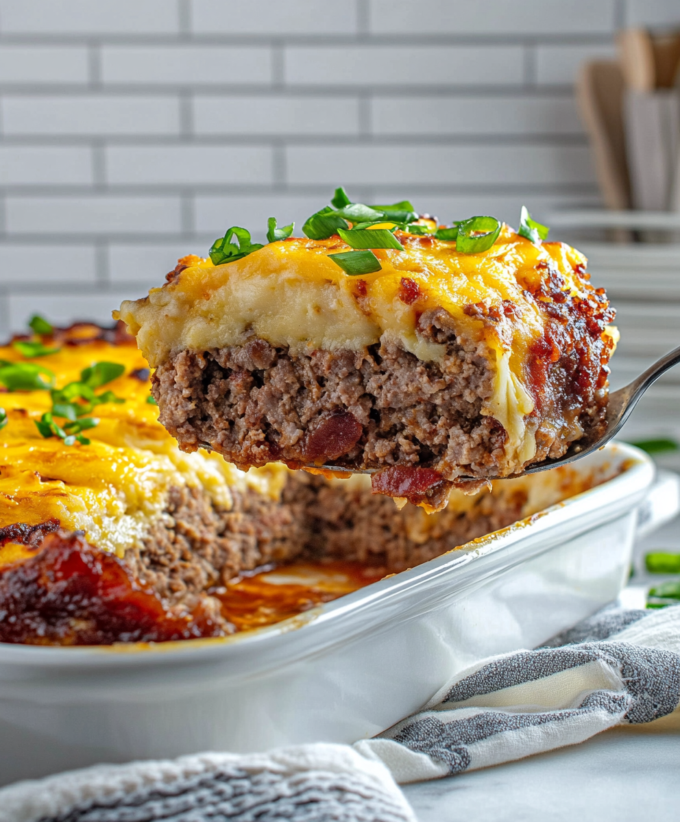 Cheesy Loaded Meatloaf Casserole Recipe - yourrecipeguide.com