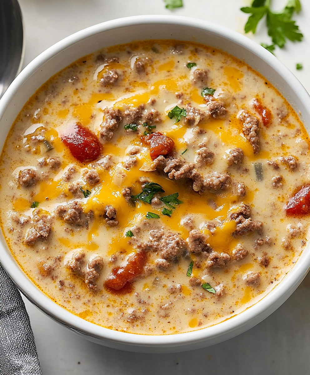 Easy Cheeseburger Soup Recipe - yourrecipeguide.com