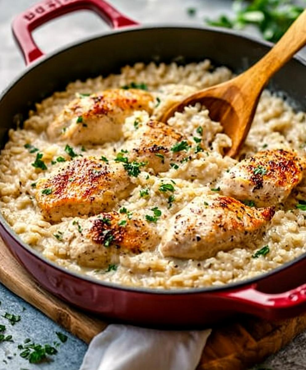 Creamy Parmesan One Pot Chicken And Rice Recipe - yourrecipeguide.com