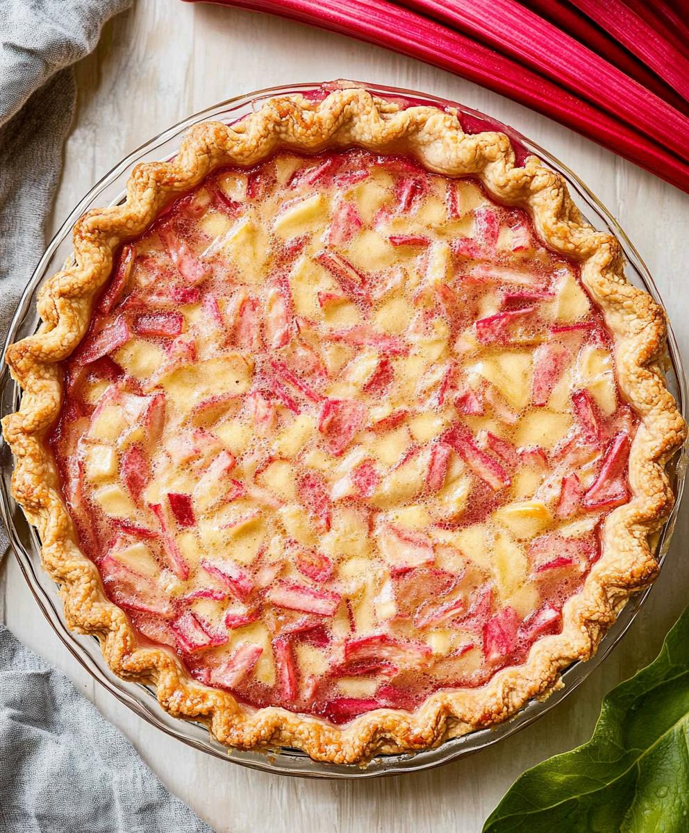 Rhubarb Custard Pie Recipe - yourrecipeguide.com