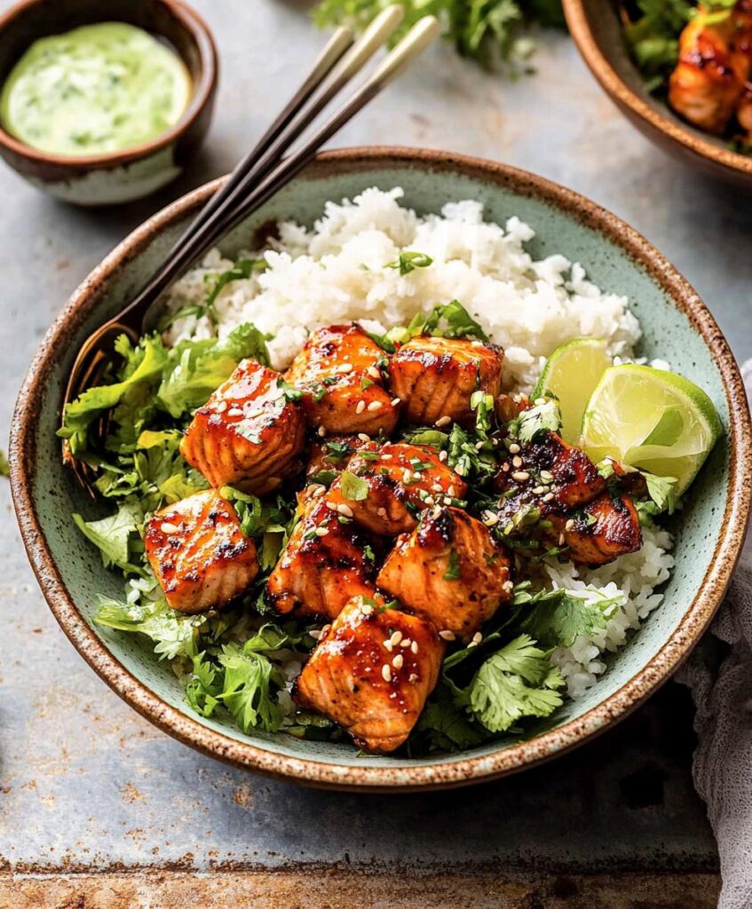 Crispy Spicy Salmon Bowls Recipe - yourrecipeguide.com